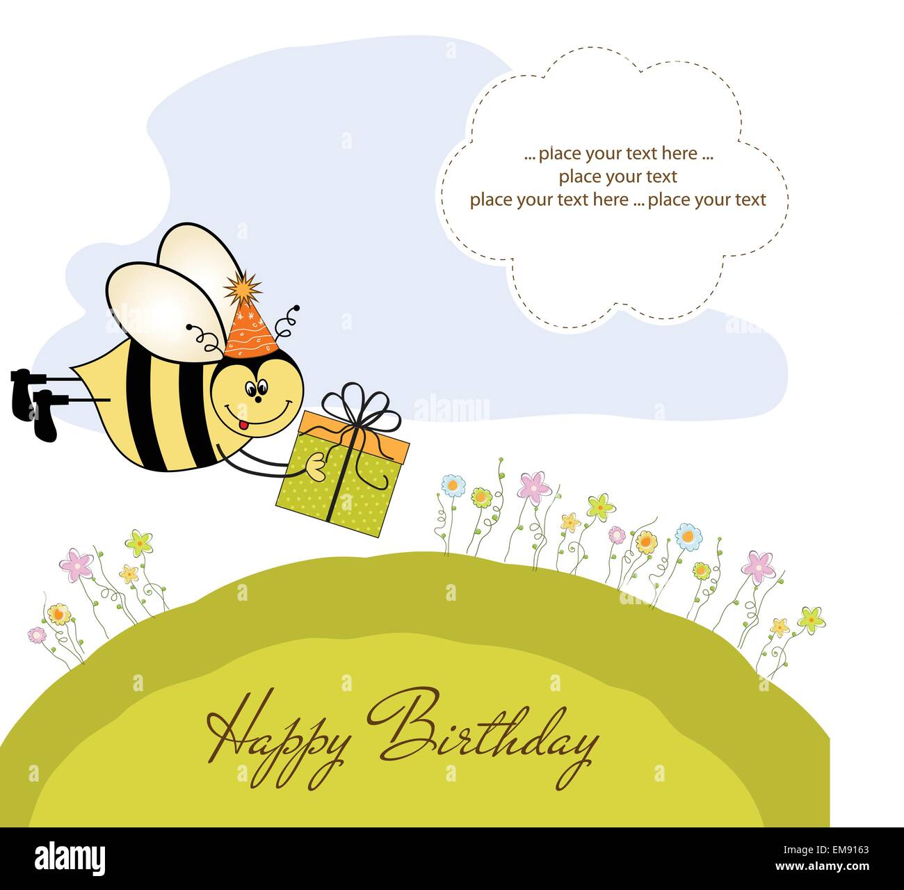 birthday card with bee Stock Vector Image & Art - Alamy