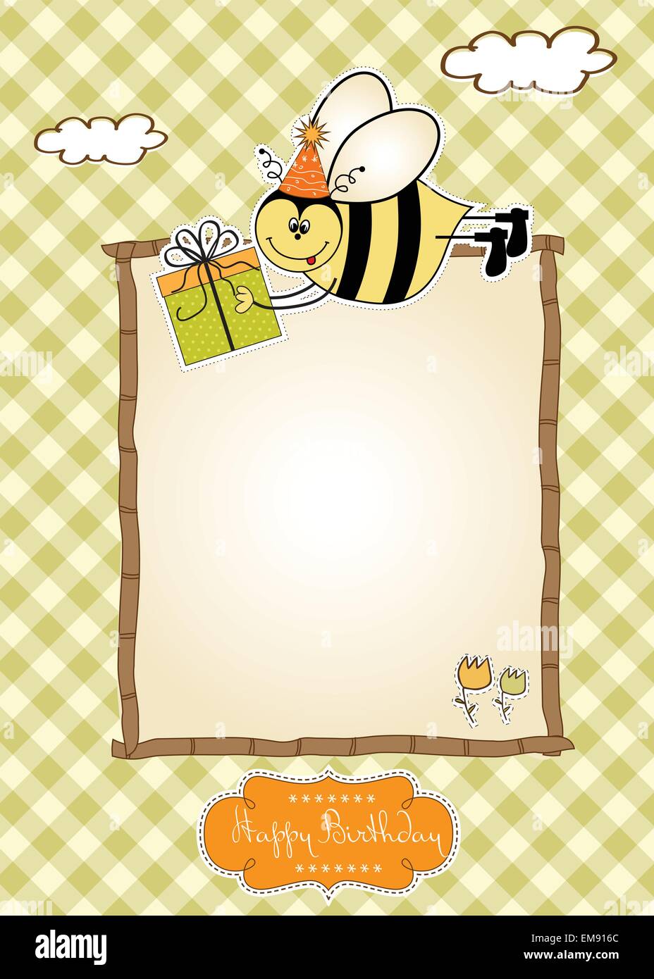 birthday card with bee Stock Vector Image & Art - Alamy