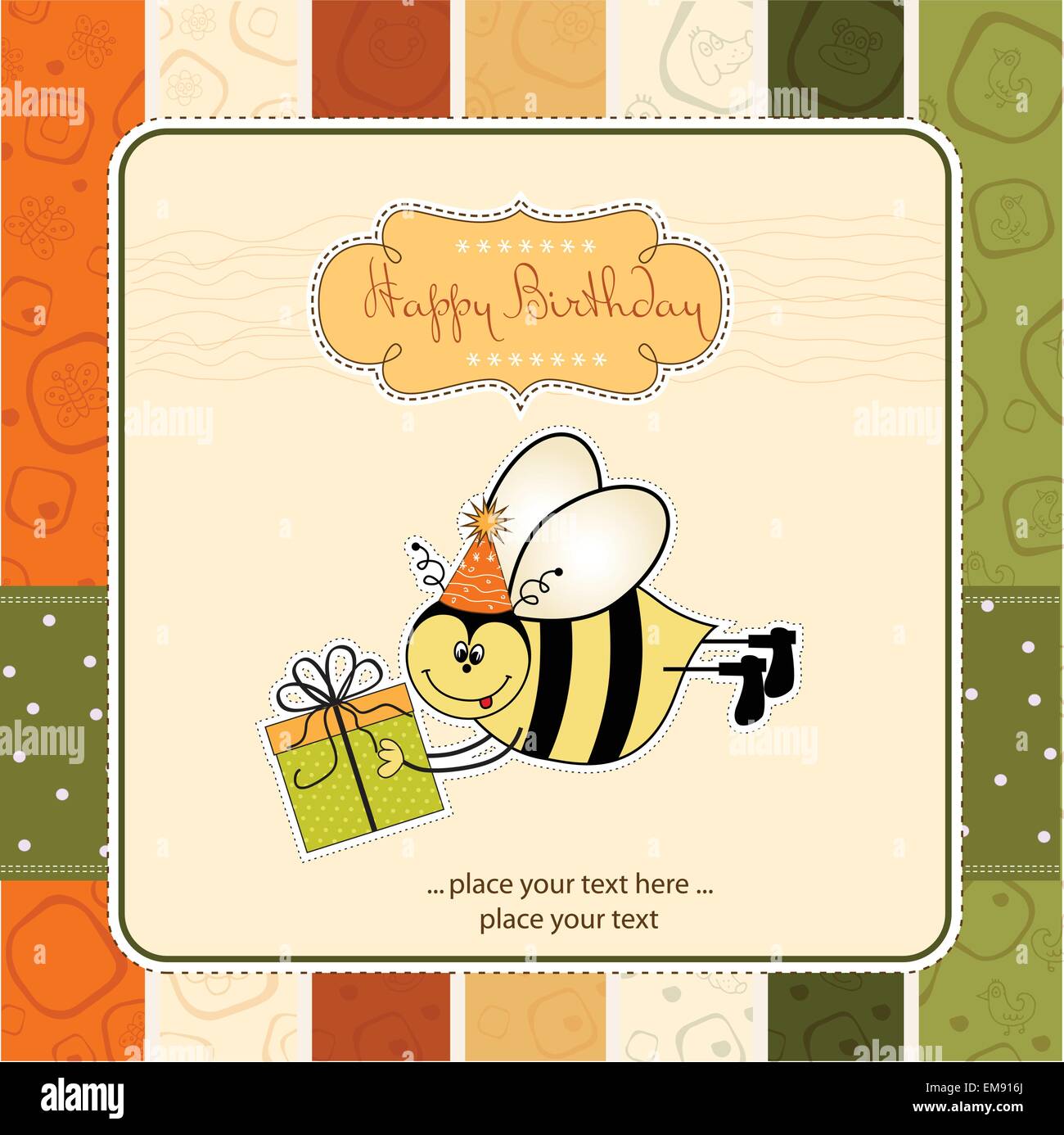 birthday card with bee Stock Vector Image & Art - Alamy
