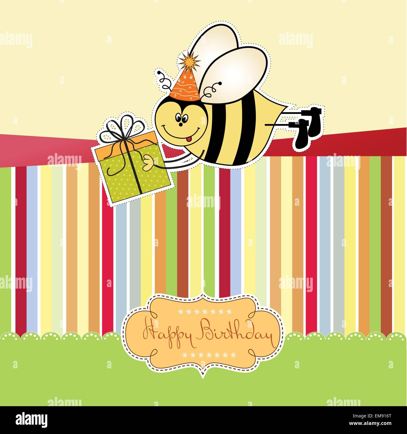 birthday card with bee Stock Vector Image & Art - Alamy