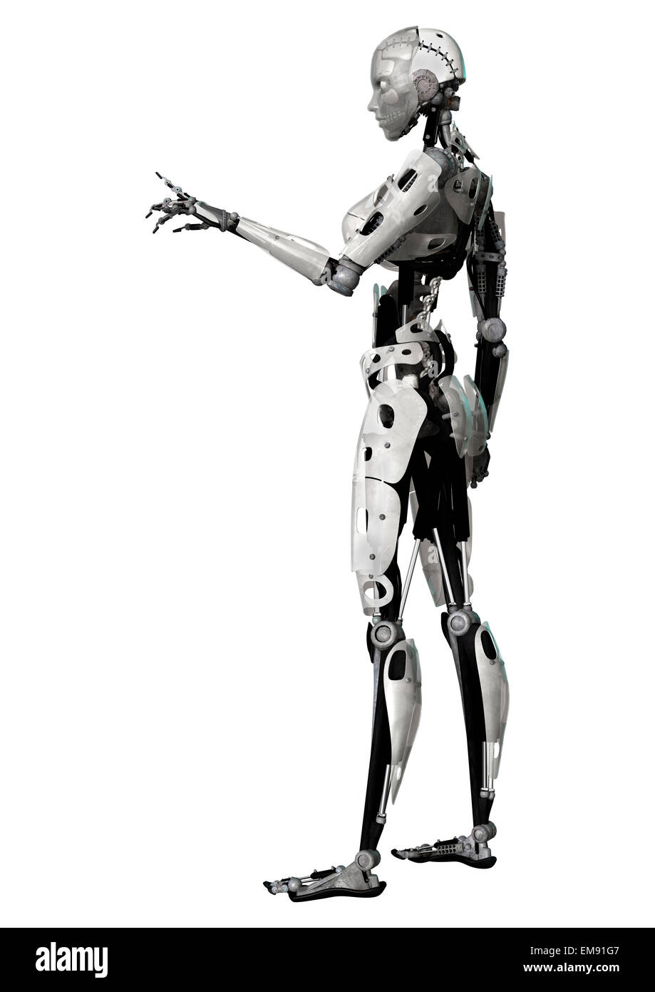 3D digital render of a female cyborg isolated on white background Stock ...