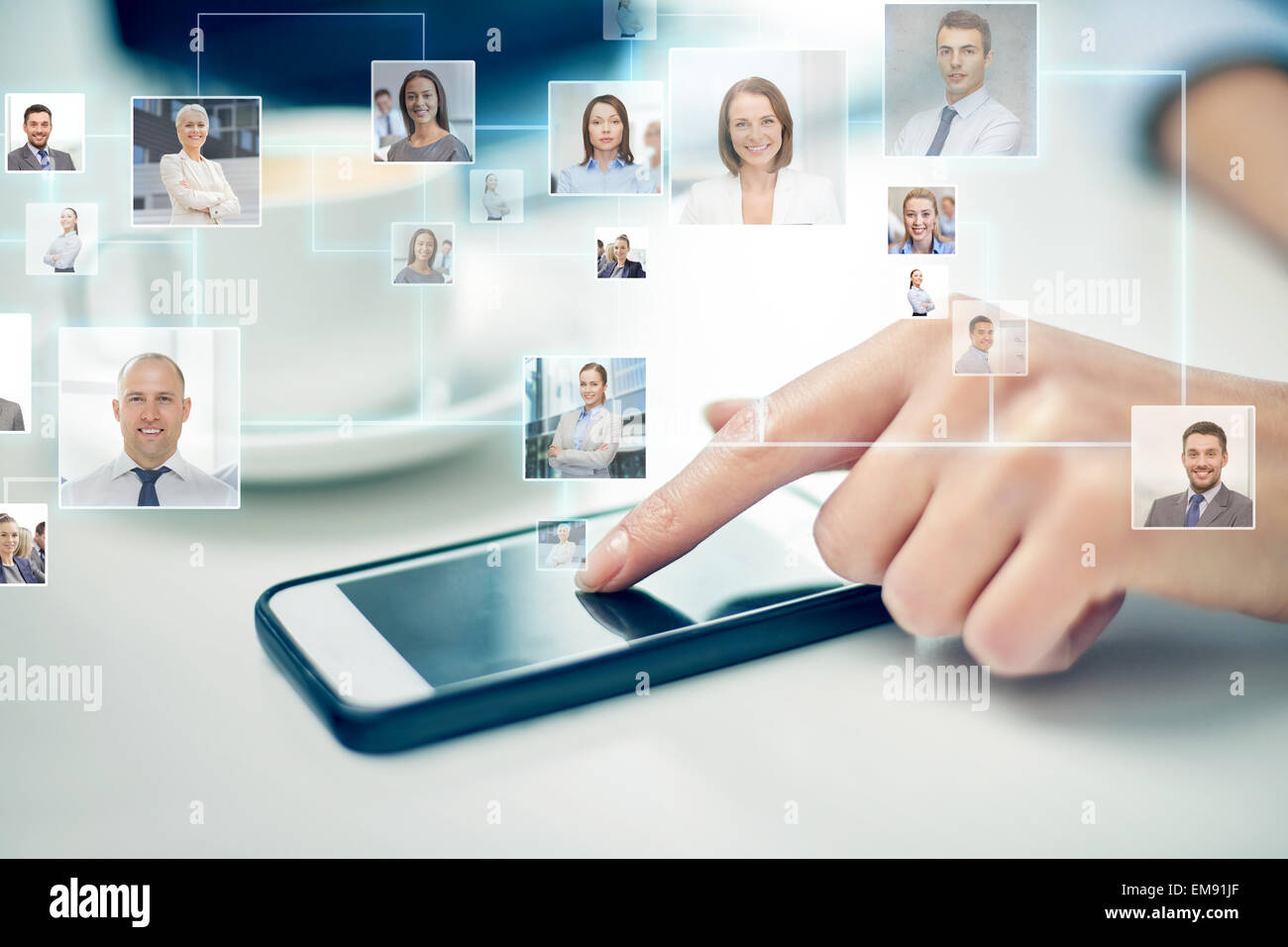 close up of hand with smartphone and contacts Stock Photo - Alamy