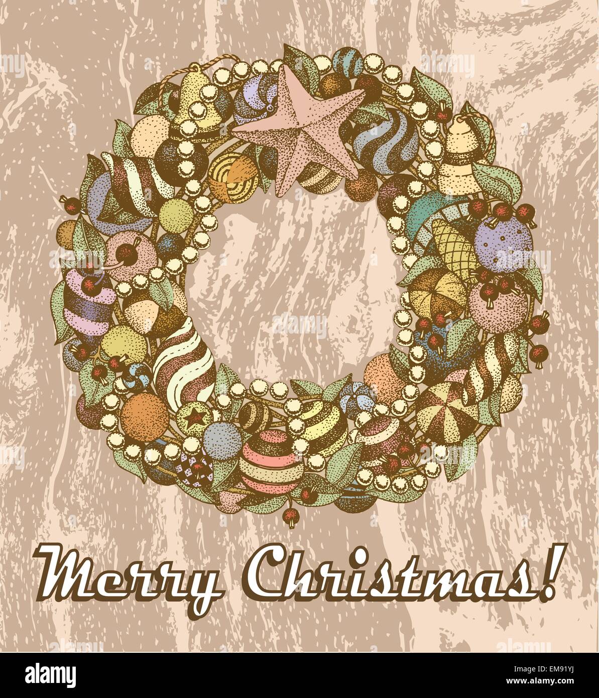 Christmas wreath doodle holly Stock Vector Images - Alamy
