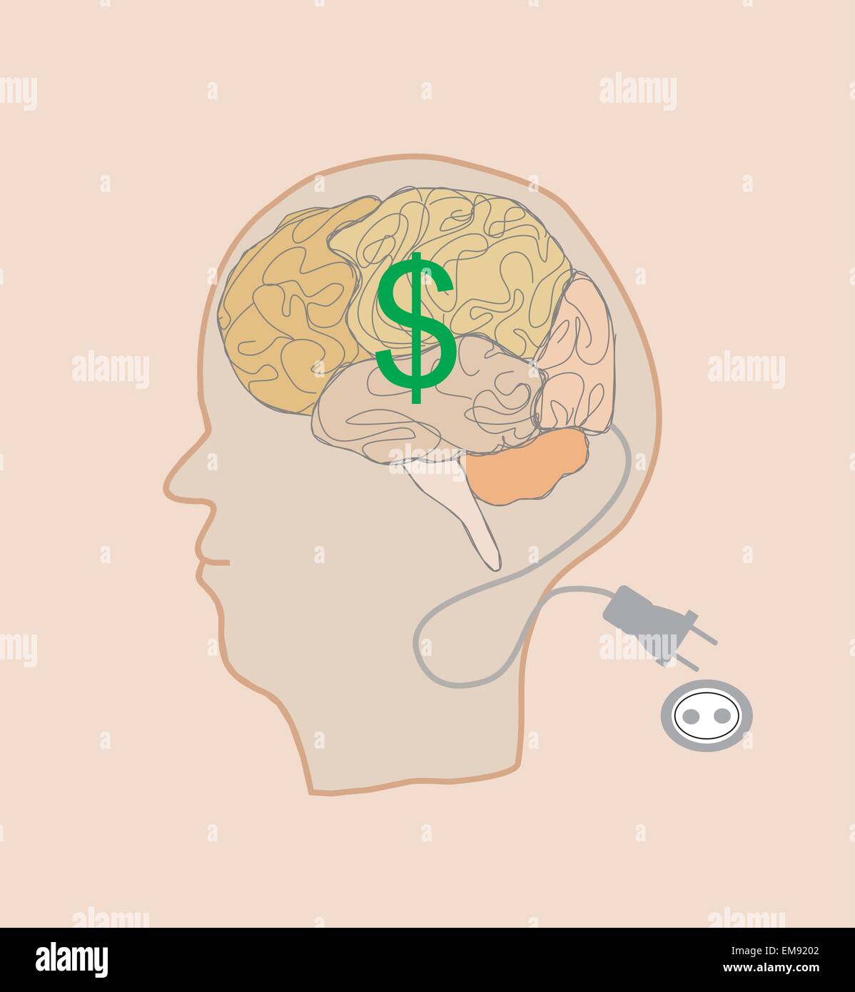 Electrical cable brain Stock Vector Images - Alamy