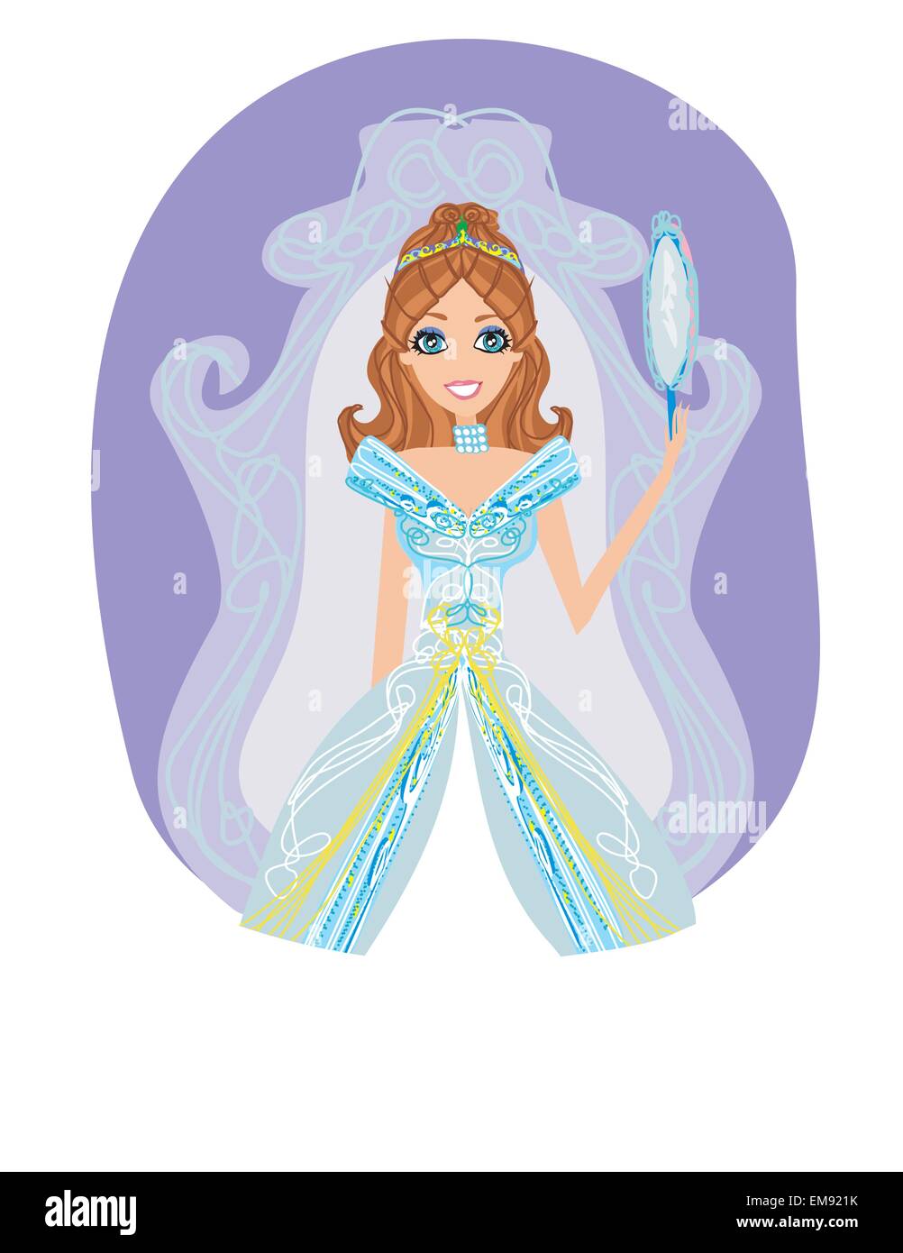 Cartoon princess in blue dress Stock Vector Images - Alamy