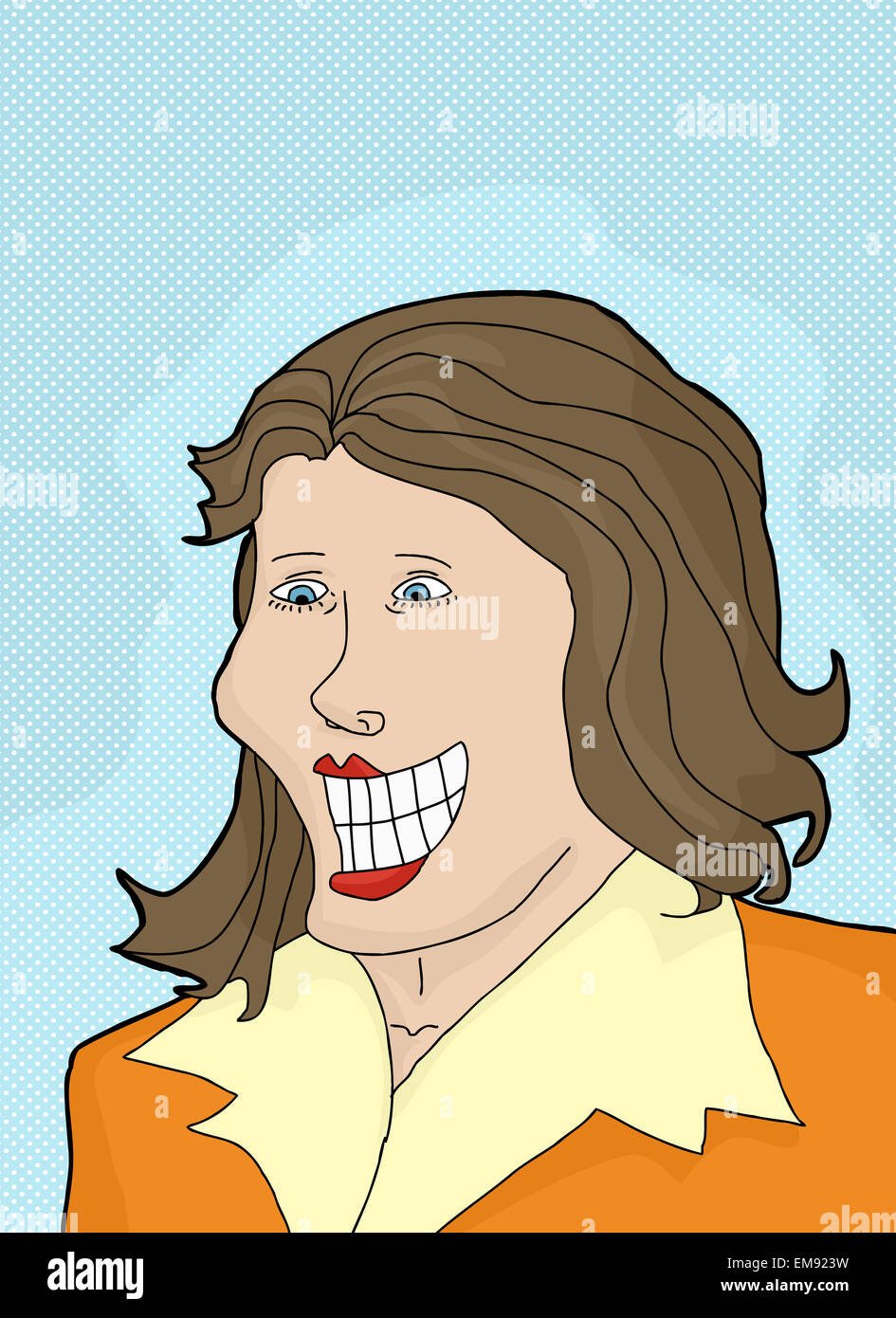 Beautiful happy European lady with big toothy smile Stock Photo - Alamy