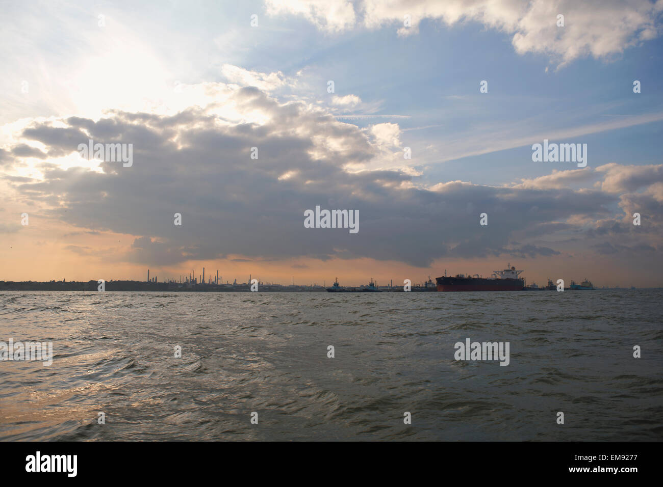 Ship on water in distance Stock Photo - Alamy