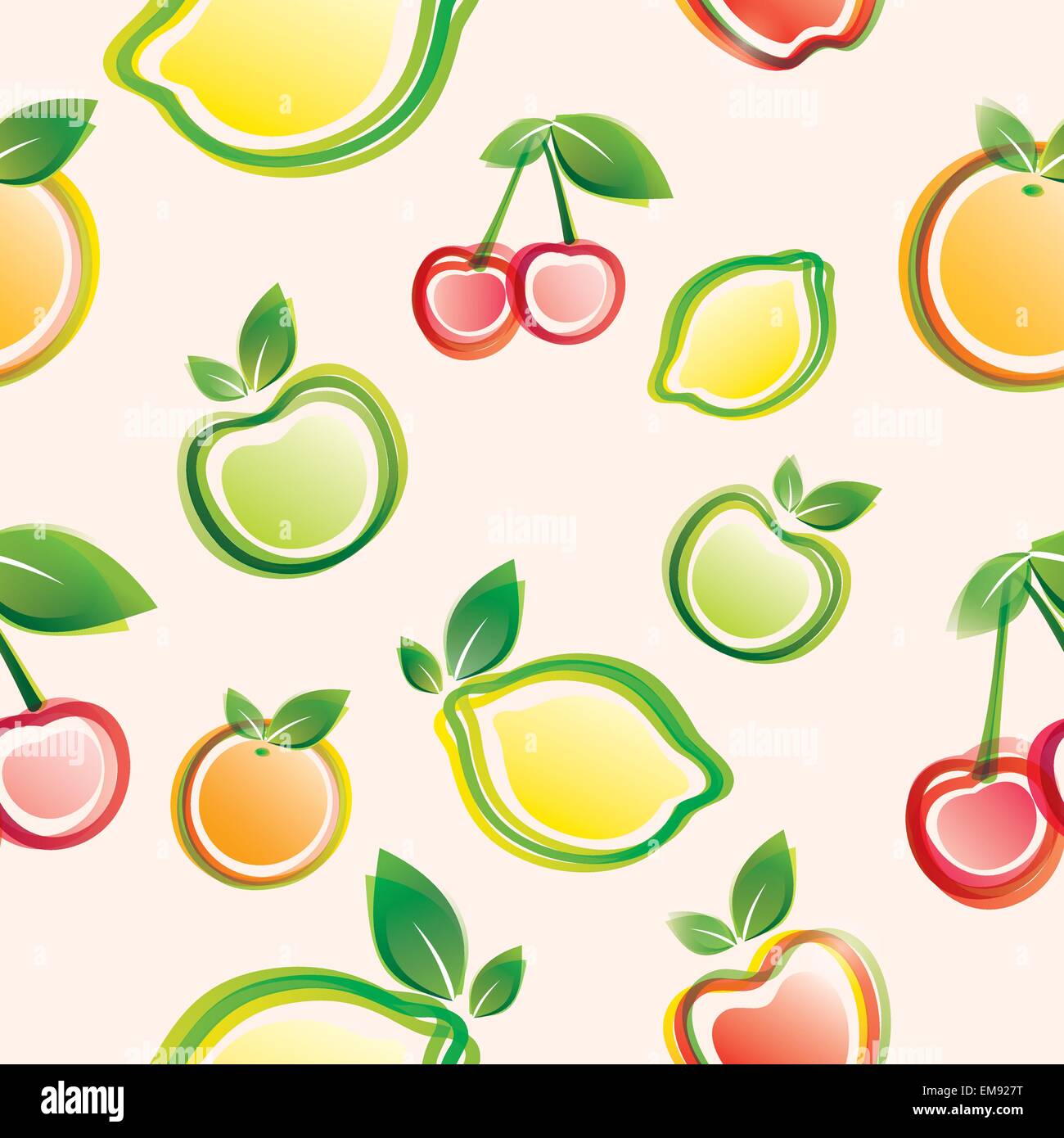Seamless fruit pattern hi-res stock photography and images - Alamy