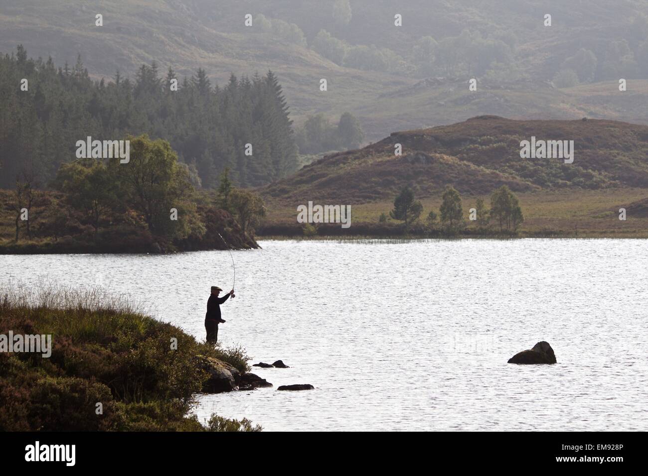 Man fishing, Lock Kemp, Whitebridge, Scotland Stock Photo - Alamy