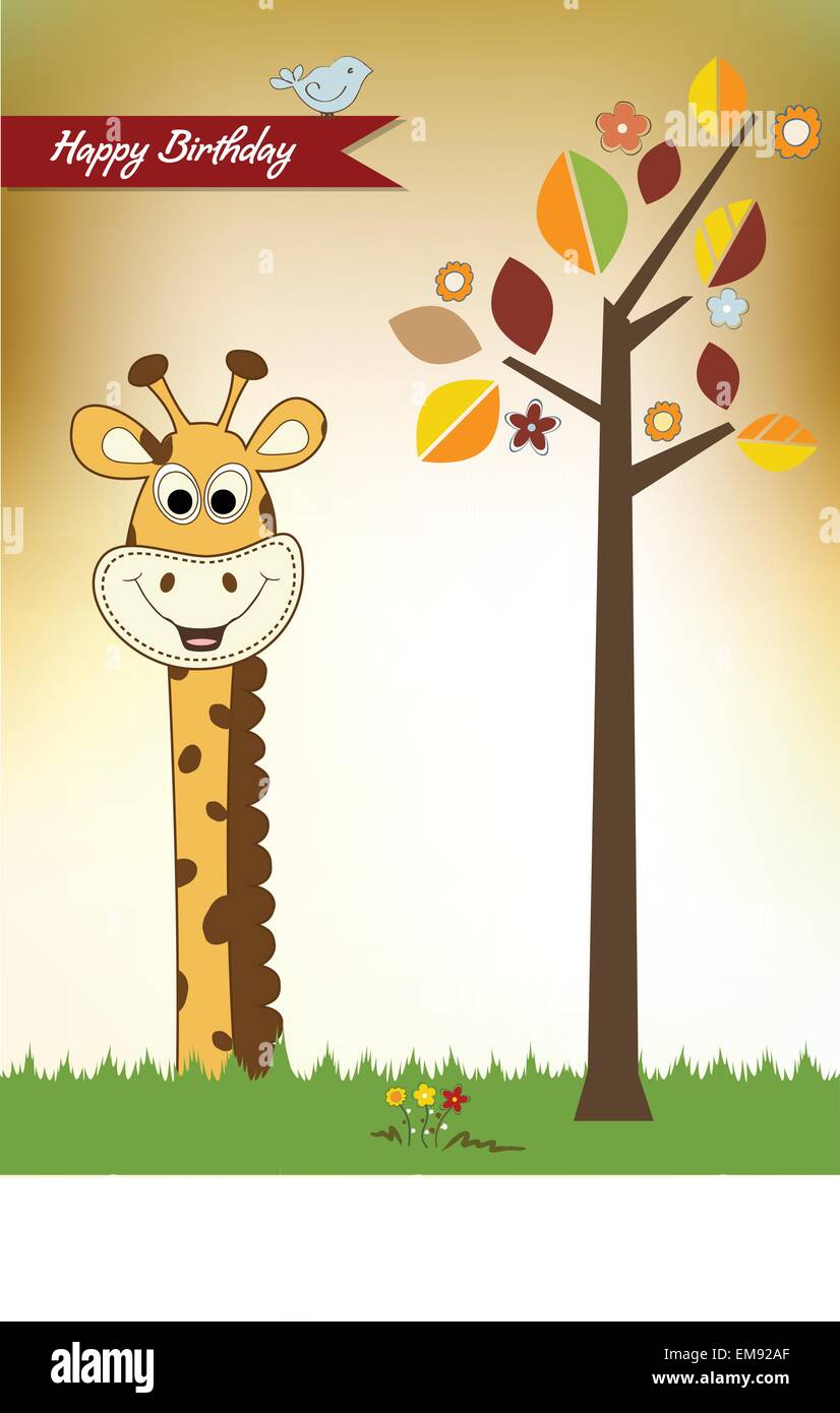 birthday greeting card with giraffe Stock Vector Image & Art - Alamy