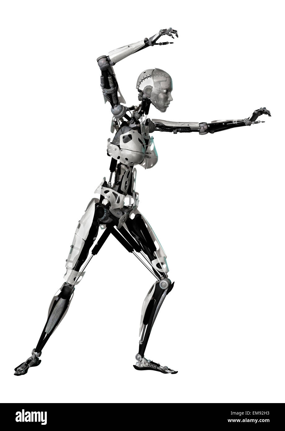 3D digital render of a female cyborg isolated on white background Stock ...