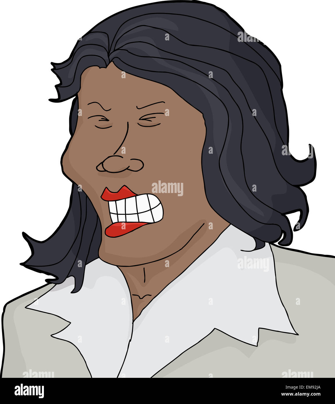 Furious flinching female with clenched teeth over white Stock Photo - Alamy