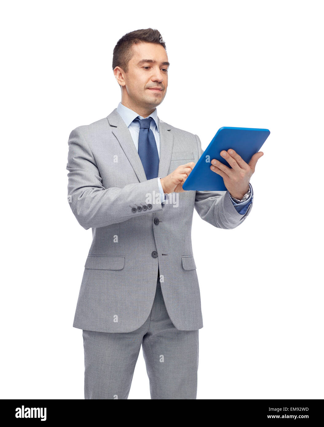Happy businessman looking pc hi-res stock photography and images - Alamy