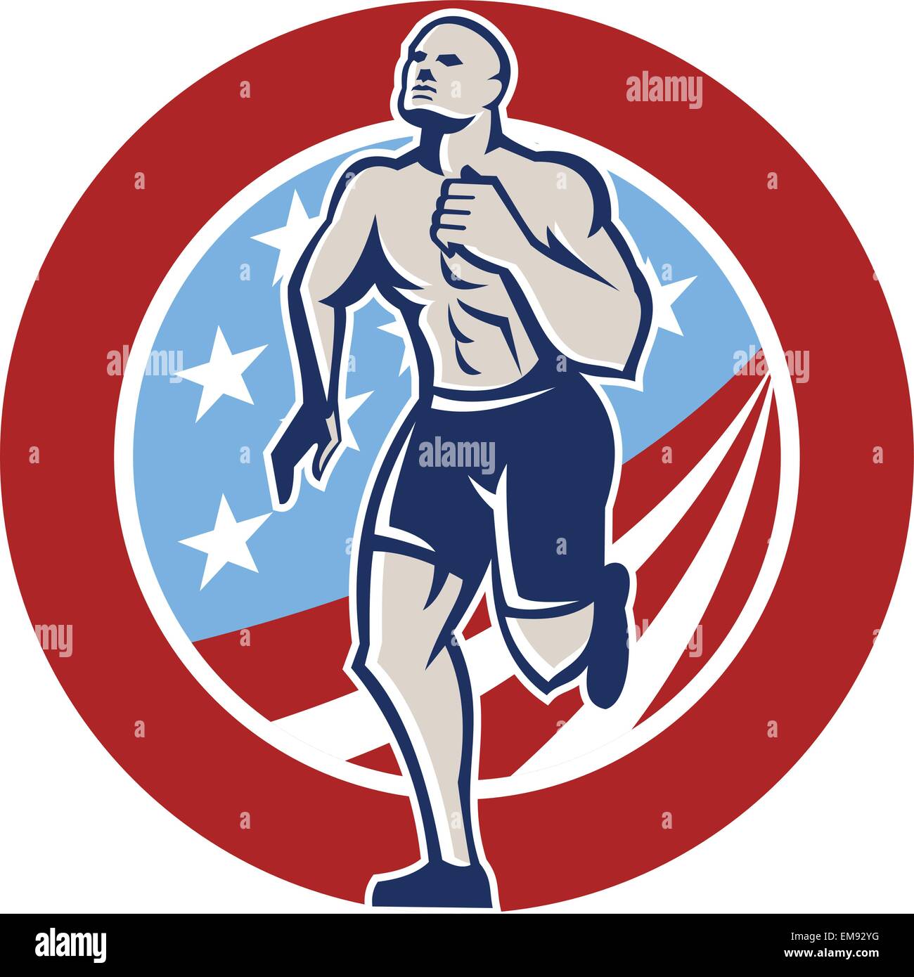 American Crossfit Runner Running Retro Stock Vector Image & Art - Alamy