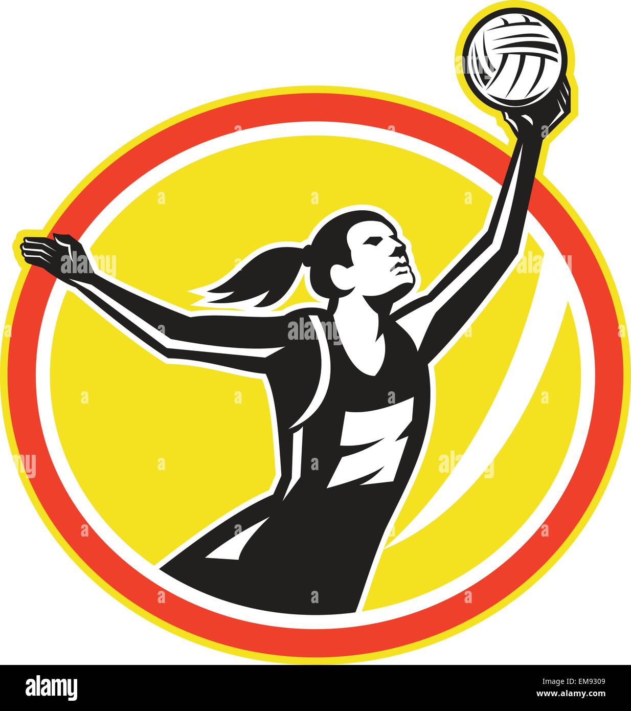 Netball Player Catching Ball Retro Stock Vector Image & Art - Alamy