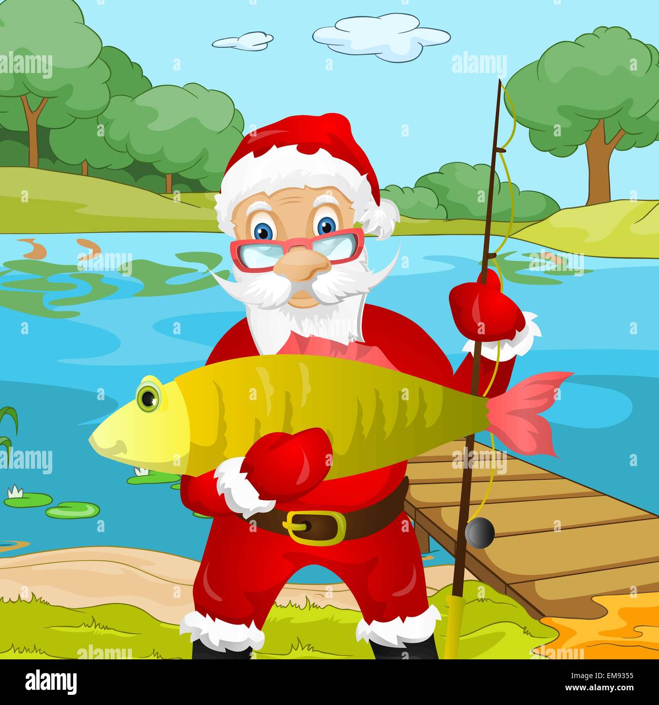 Fishing santa Stock Vector Images - Alamy