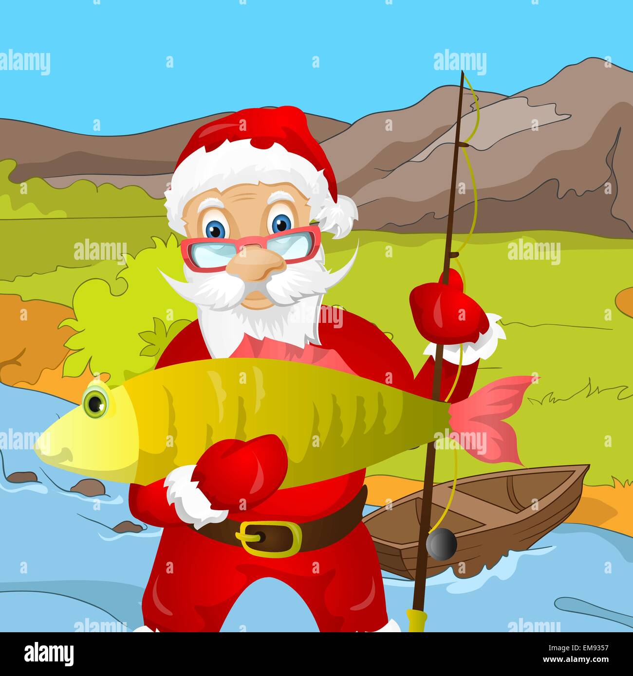 Fishing santa Stock Vector Images - Alamy