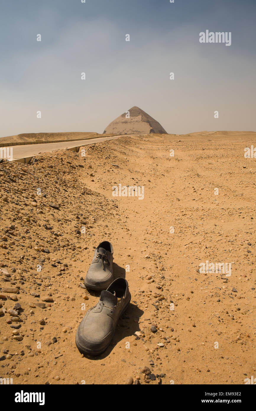 Abandoned shoes on the road to the Bent Pyramid, and ancient Egyptian ...