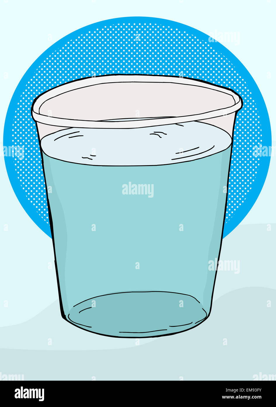 Cartoon of full cup of water over blue background Stock Photo - Alamy