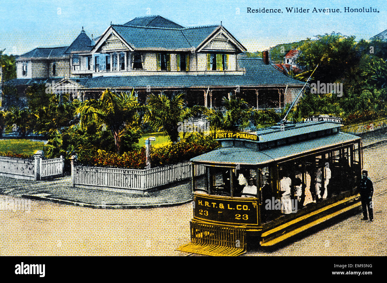 C.1905 Postcard, Hawaii, Oahu, Honolulu, Trolley Car Driving Through ...