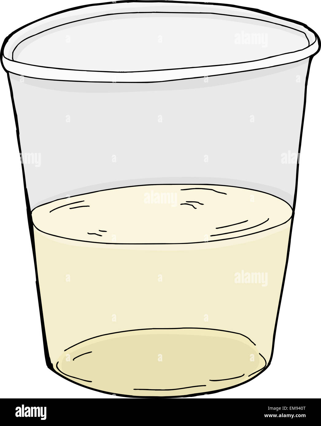 Isolated half full plastic cup over white background Stock Photo - Alamy