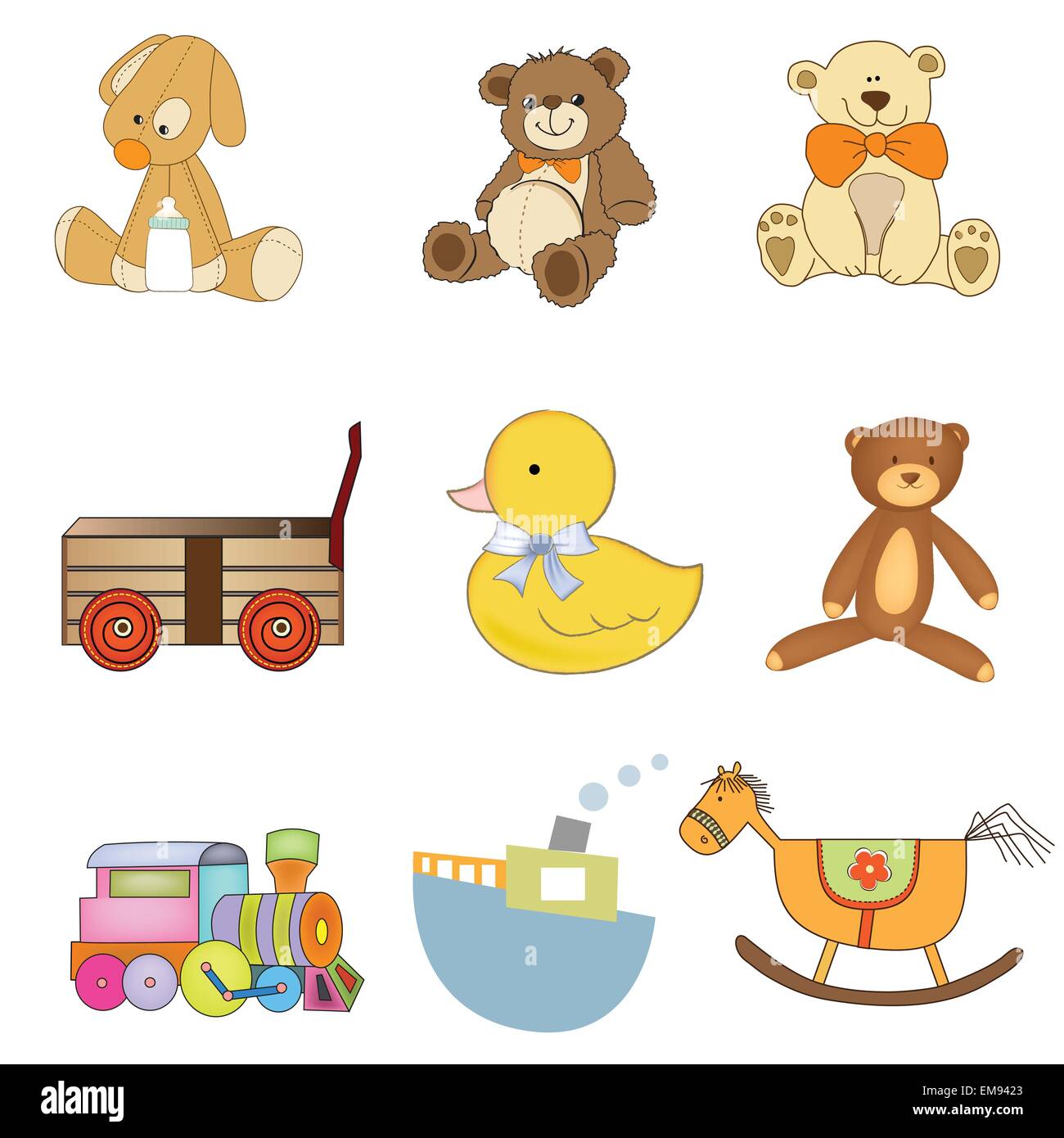 funny toys items set isolated on white background Stock Vector Image ...
