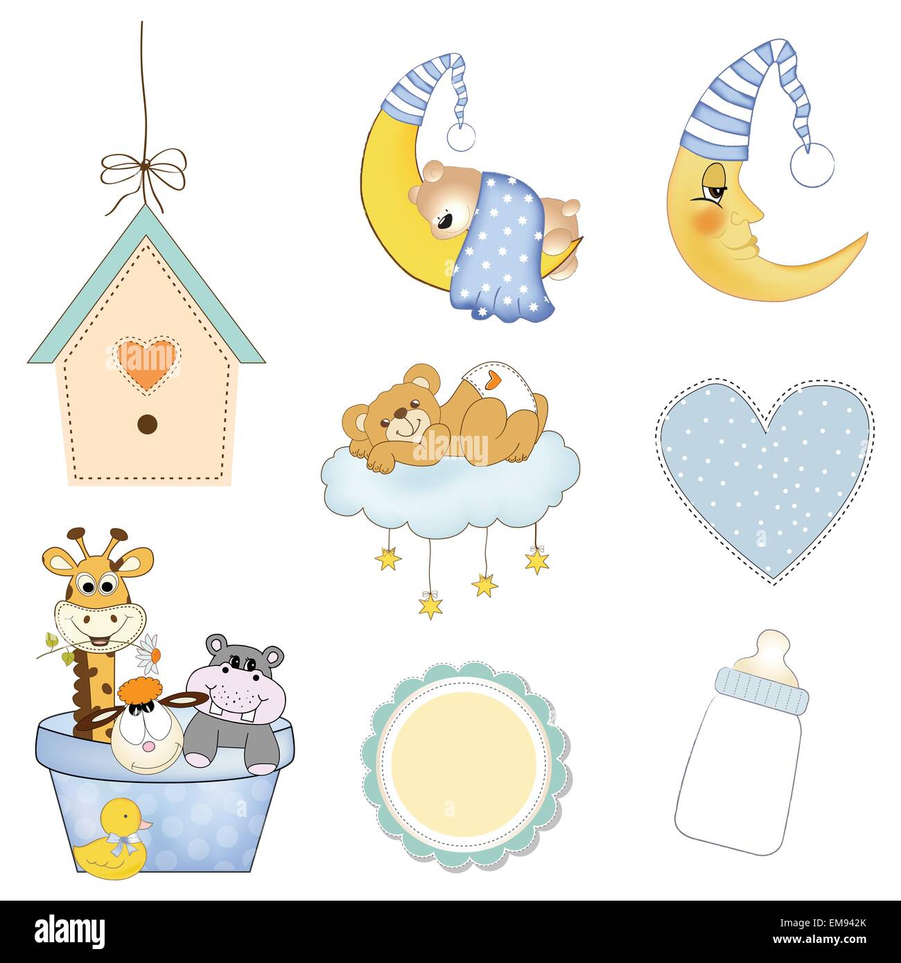 baby boy items set in vector format isolated on white background Stock ...