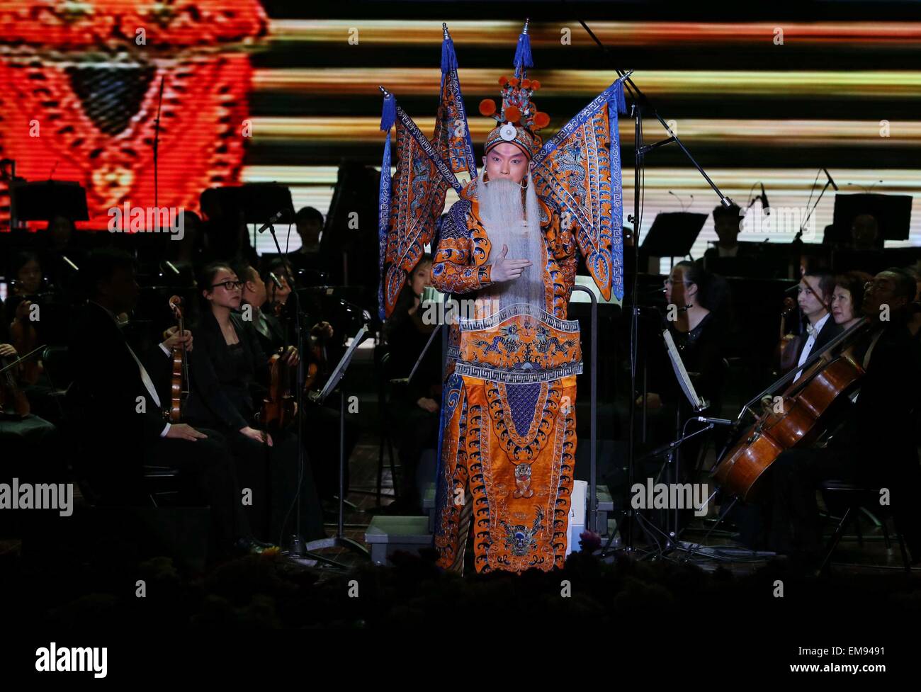 Beijing, China. 17th Apr, 2015. A Peking Opera singer performs at the ...