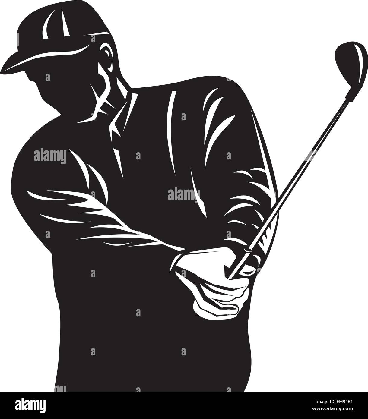 Black golfer swinging golf club Stock Vector Images - Alamy