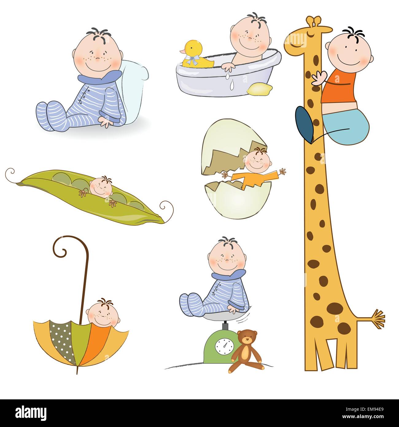baby boy items set in vector format isolated on white background Stock ...
