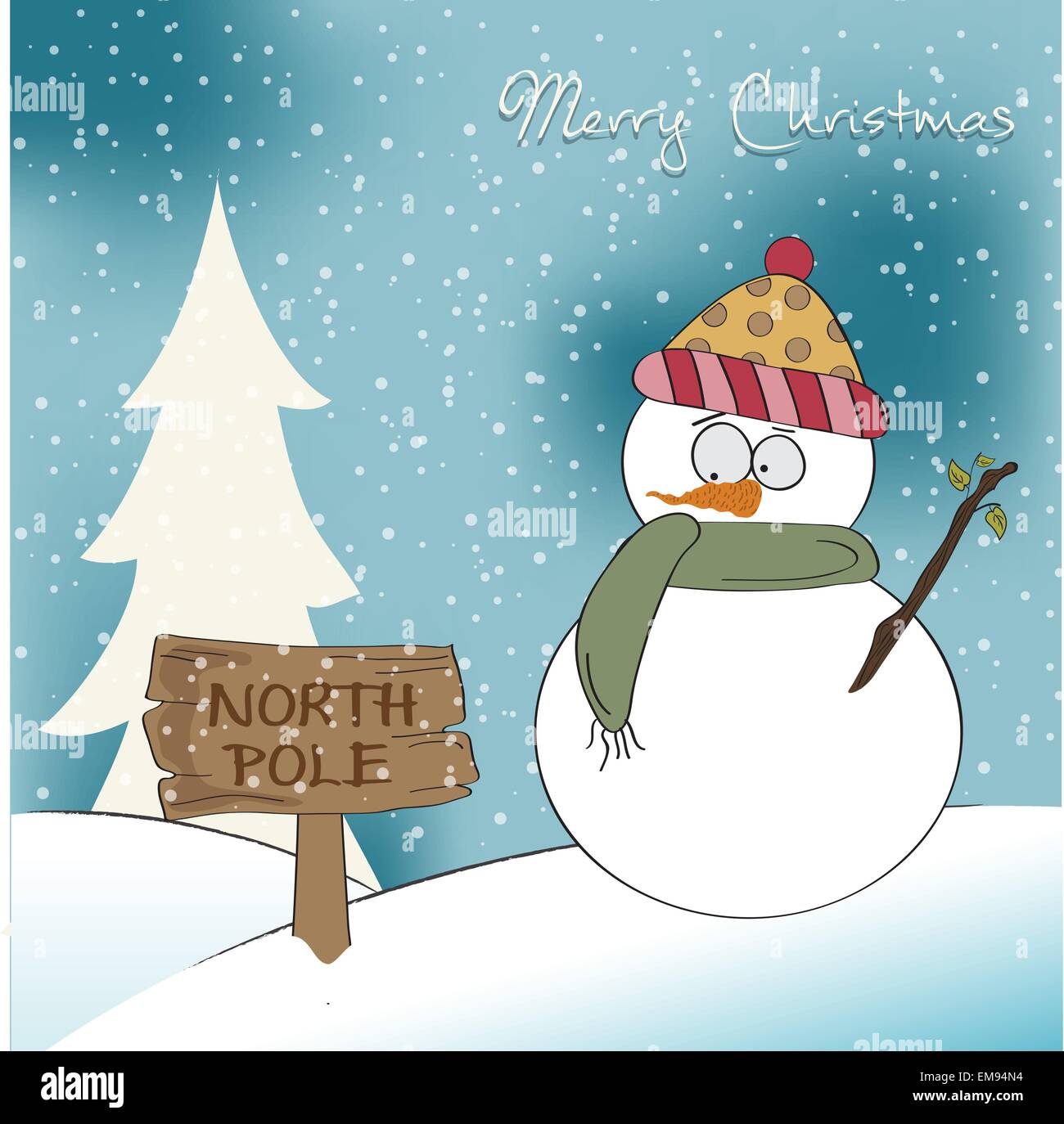 Christmas greeting card with funny snowman Stock Vector Image & Art - Alamy