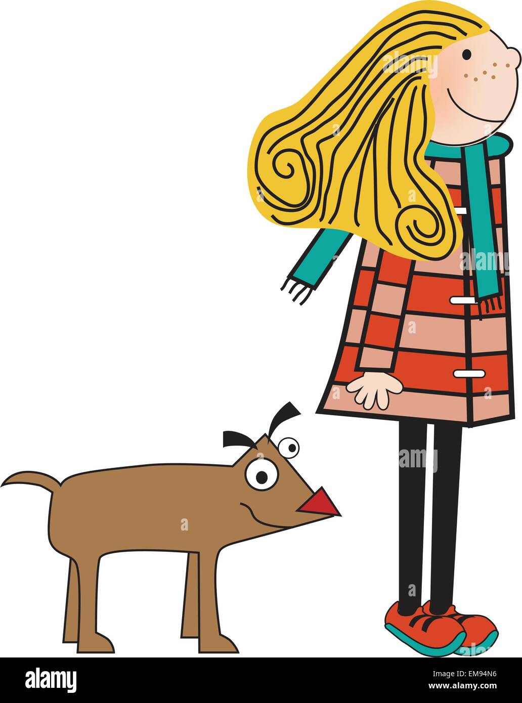 Girl and dog cartoon clipart hi-res stock photography and images - Alamy
