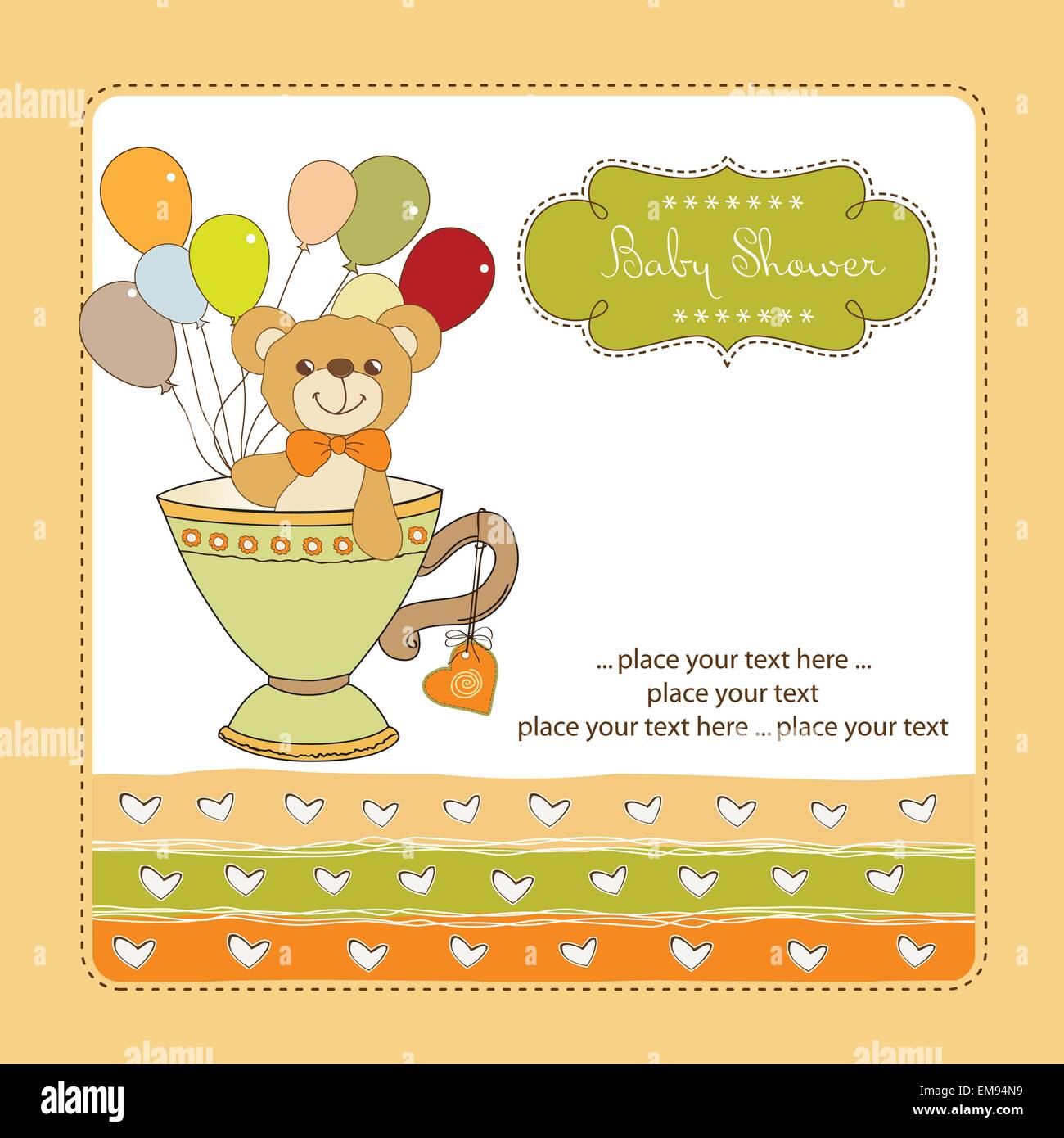 baby shower card with cute teddy bear Stock Vector Image & Art - Alamy