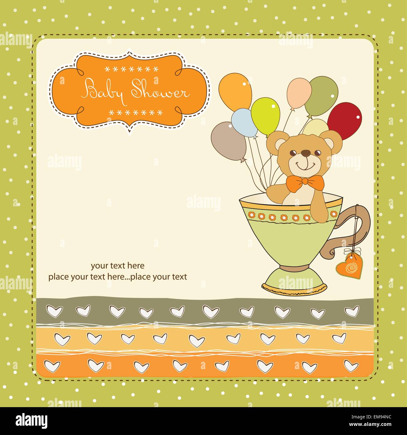 baby shower card with cute teddy bear Stock Vector Image & Art - Alamy