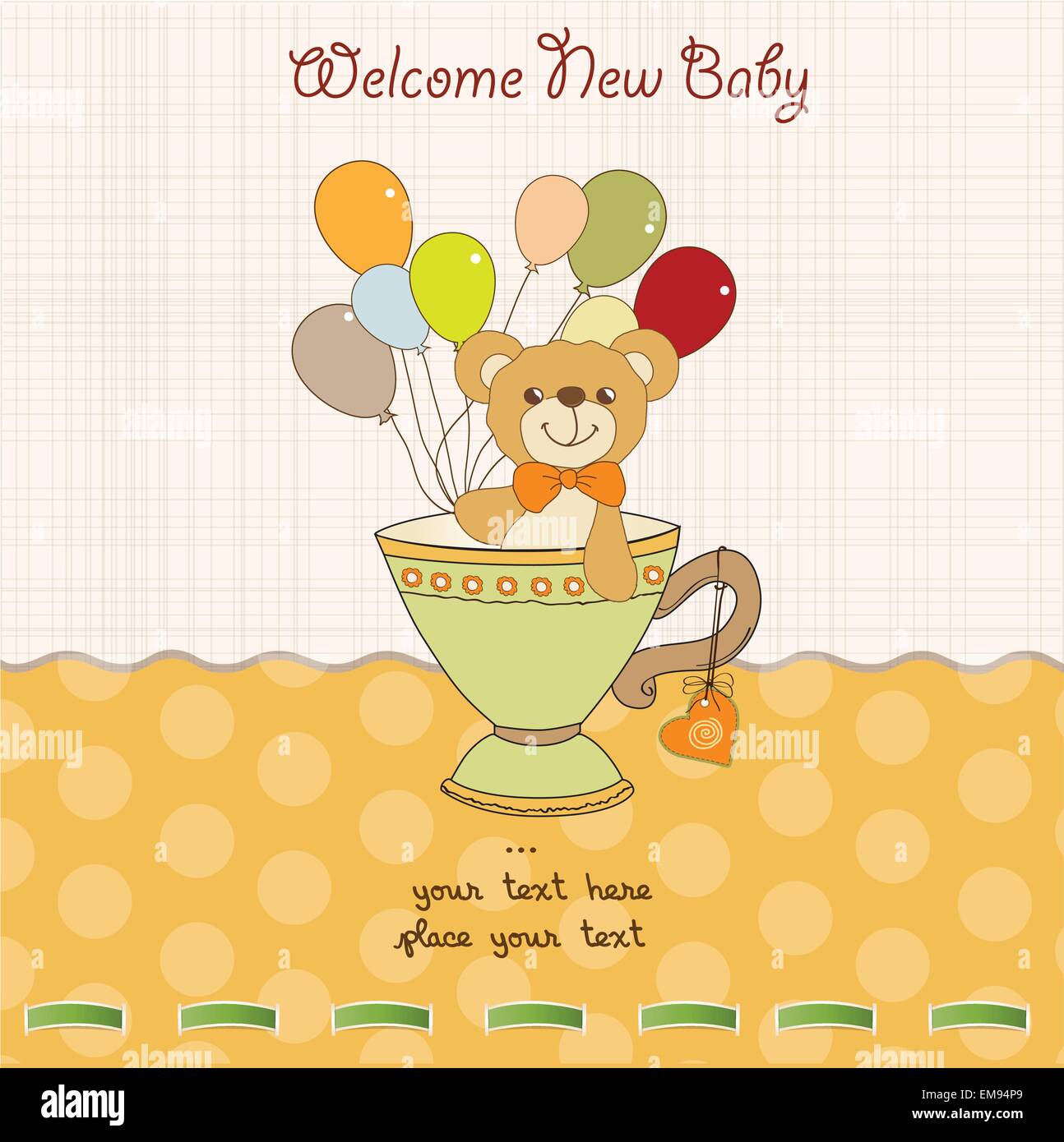 baby shower card with cute teddy bear Stock Vector Image & Art - Alamy