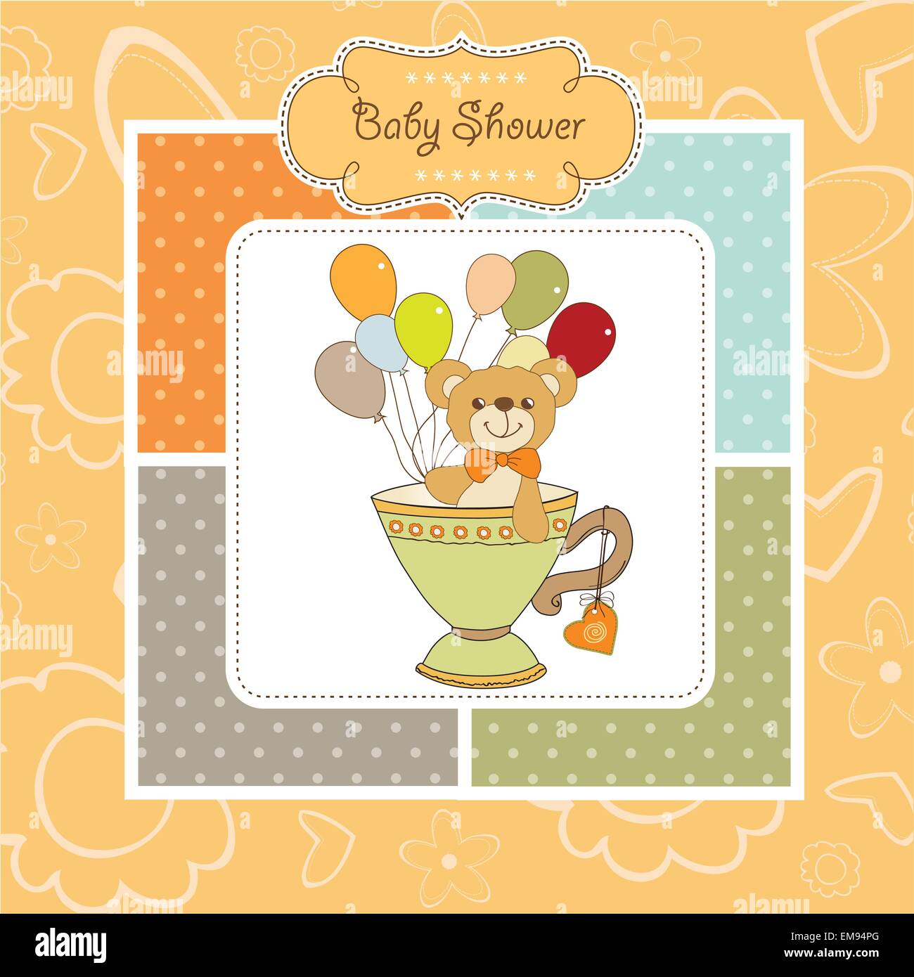 baby shower card with cute teddy bear Stock Vector Image & Art - Alamy
