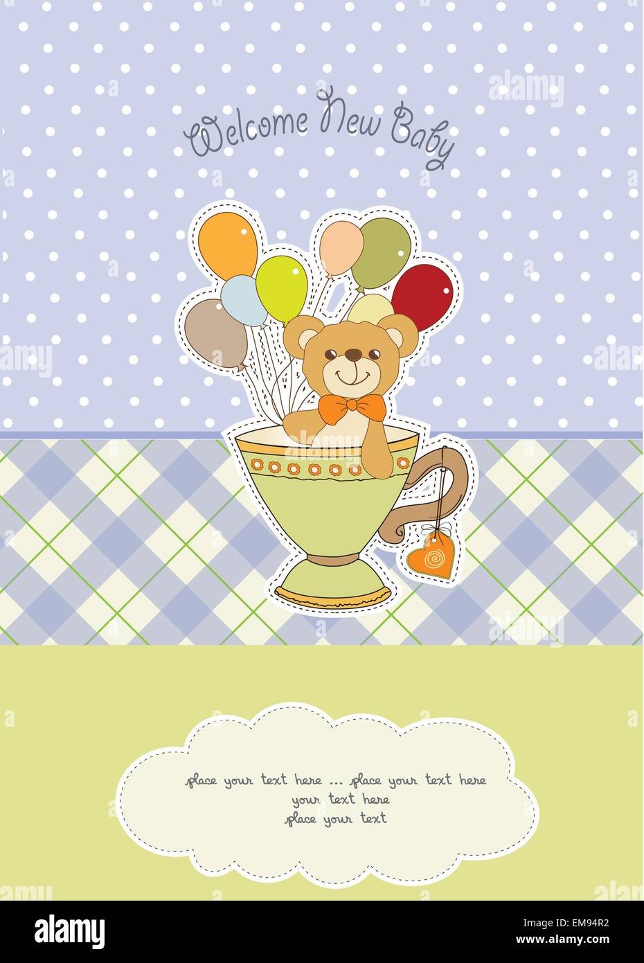 baby shower card with cute teddy bear Stock Vector Image & Art - Alamy