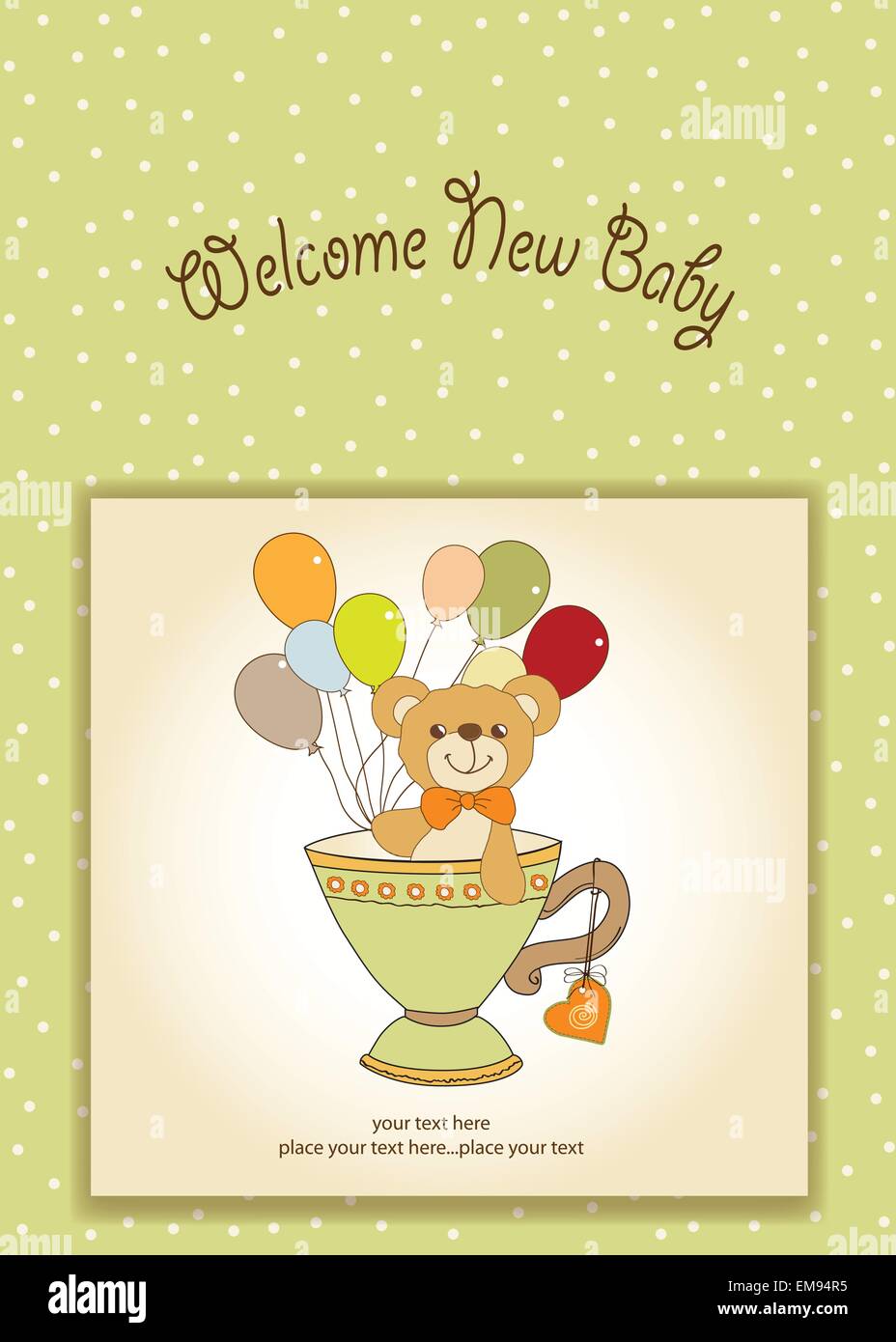baby shower card with cute teddy bear Stock Vector Image & Art - Alamy