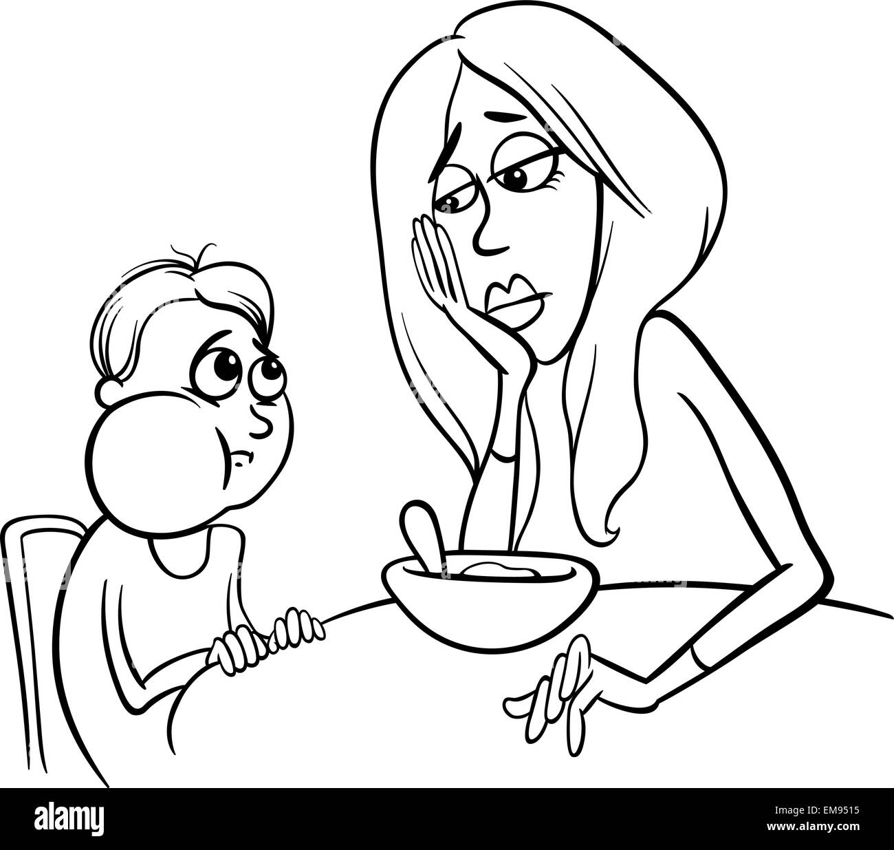 poor eater black and white cartoon Stock Vector Image & Art - Alamy