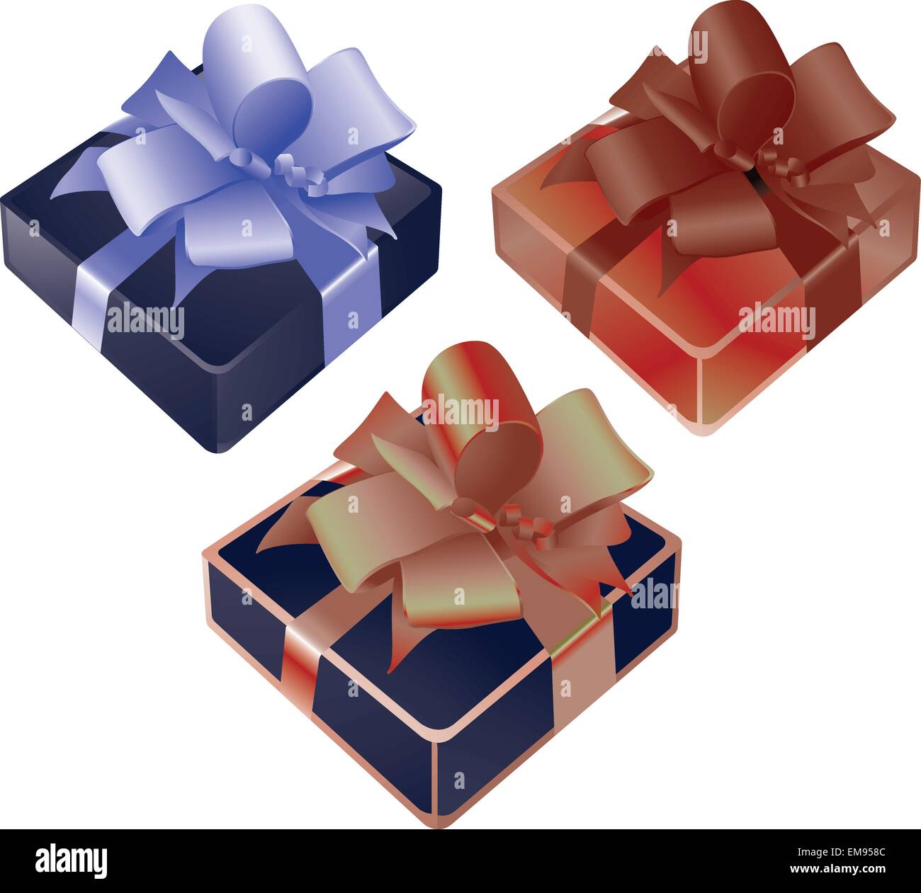 Gift cardboard boxes ribbons Stock Vector Images - Alamy