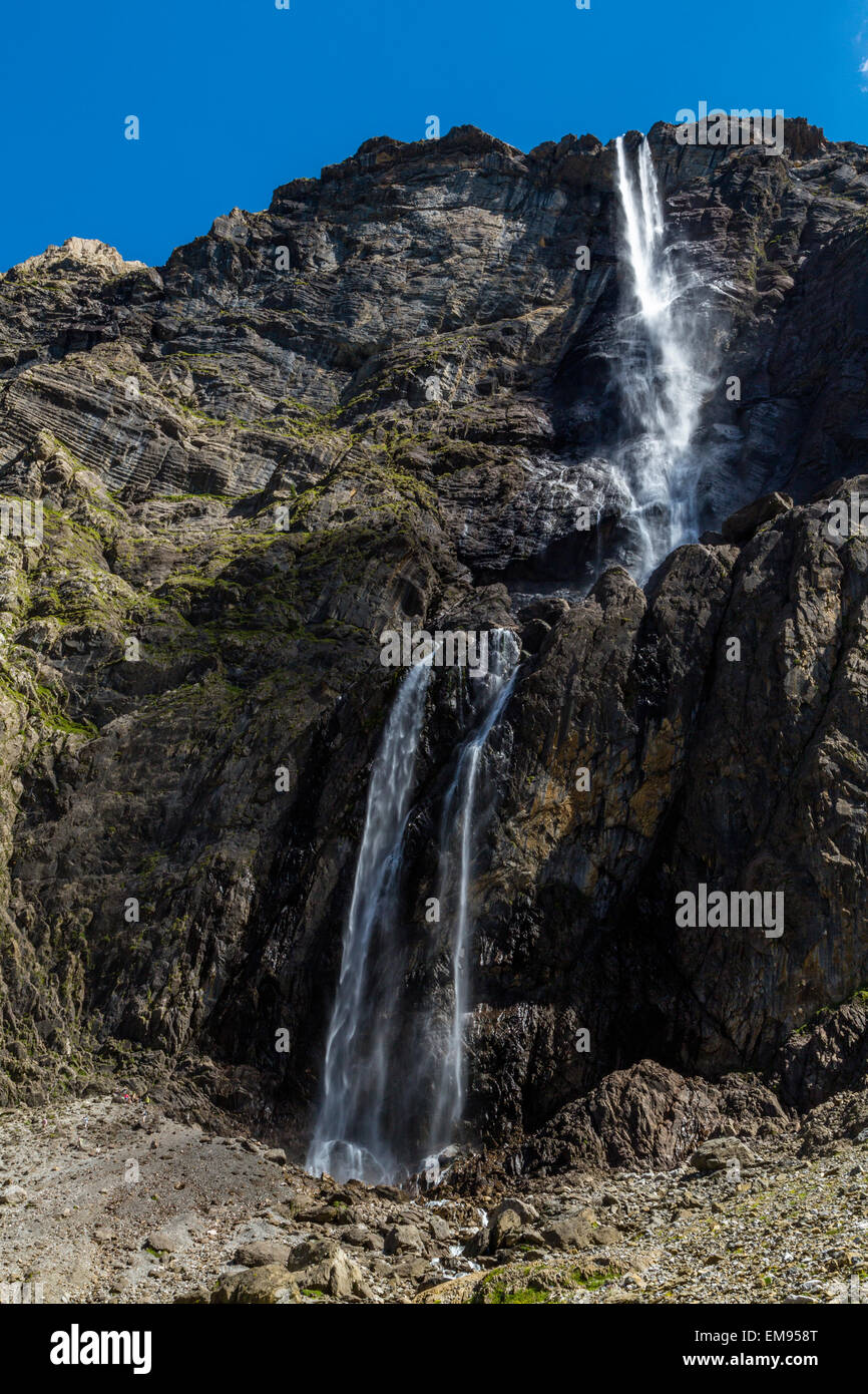 The Waterfalls, Cirque Of Gavarnie, Hautes Pyrenees, France Stock Photo ...