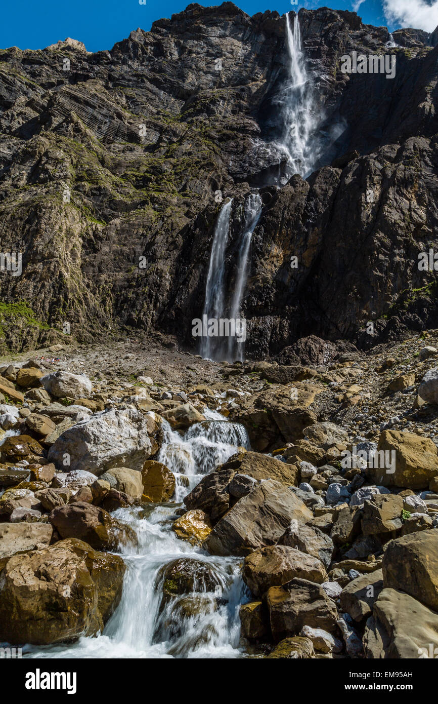 The Waterfalls, Cirque Of Gavarnie, Hautes Pyrenees, France Stock Photo ...
