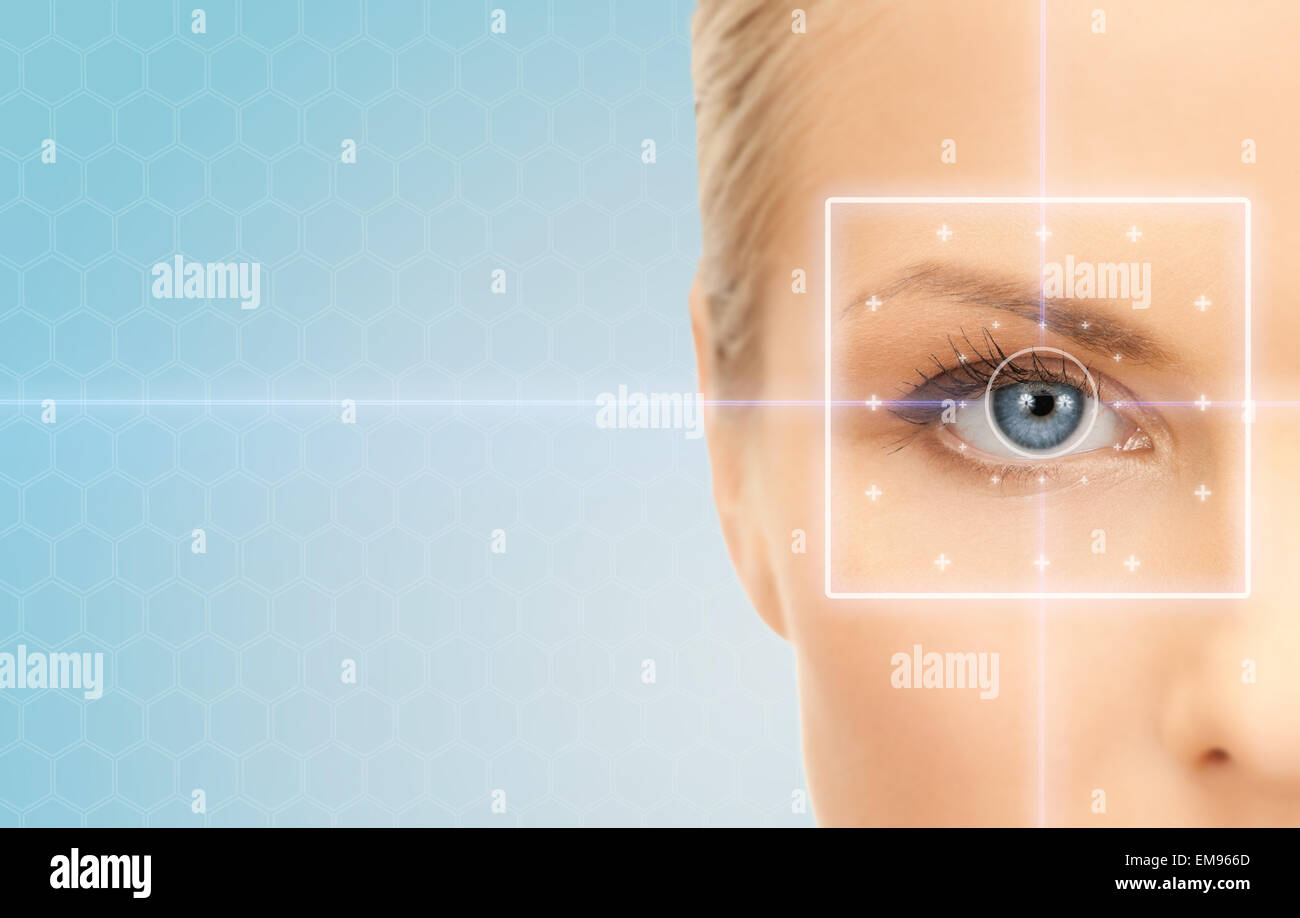 beautiful young woman with laser light lines Stock Photo - Alamy