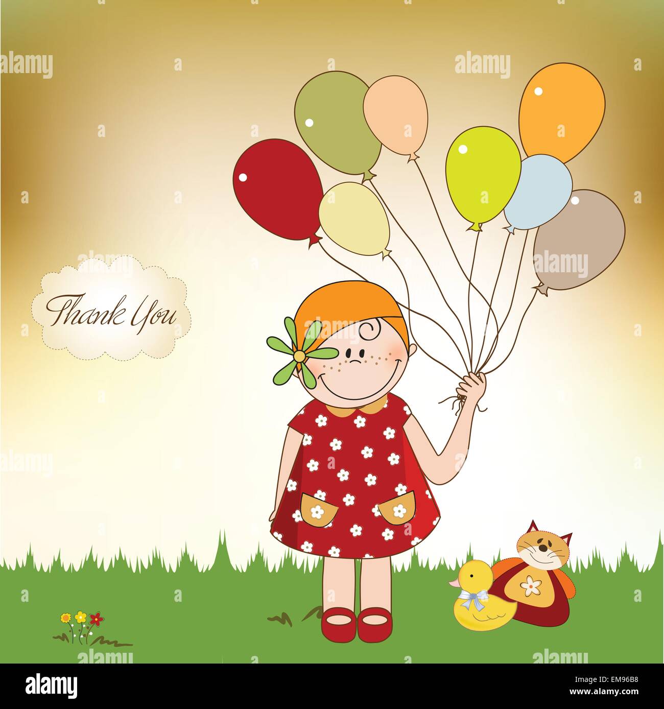 thank you card with girl Stock Vector Image & Art - Alamy
