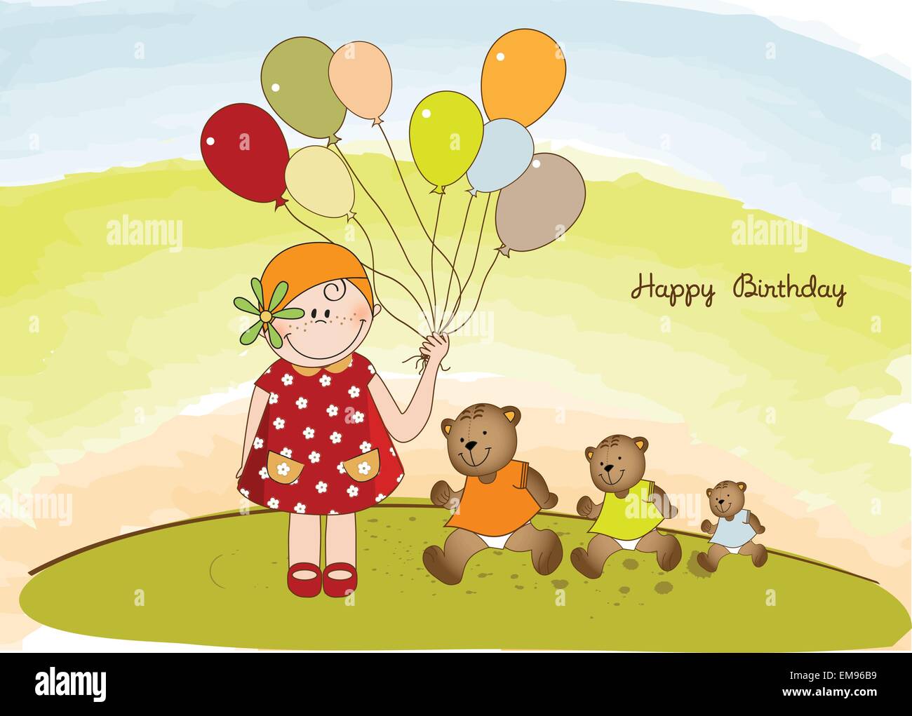 Birthday Greeting Card With Girl Stock Vector Image Art Alamy birthday-greeting-card-with-girl-stock-vector-image-art-alamy