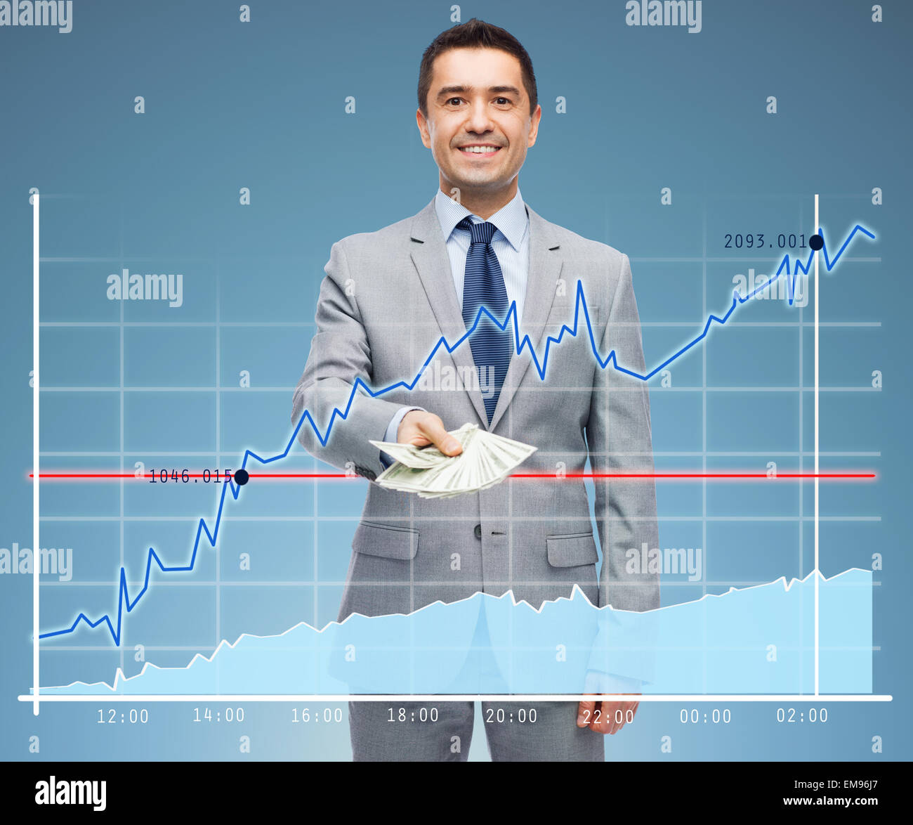 smiling businessman with dollar money Stock Photo - Alamy