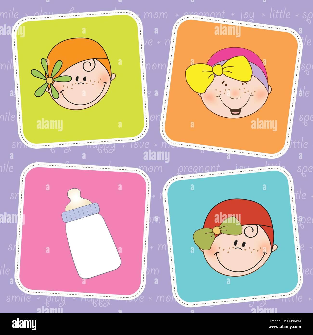 cute greeting card with small girl Stock Vector Image & Art - Alamy