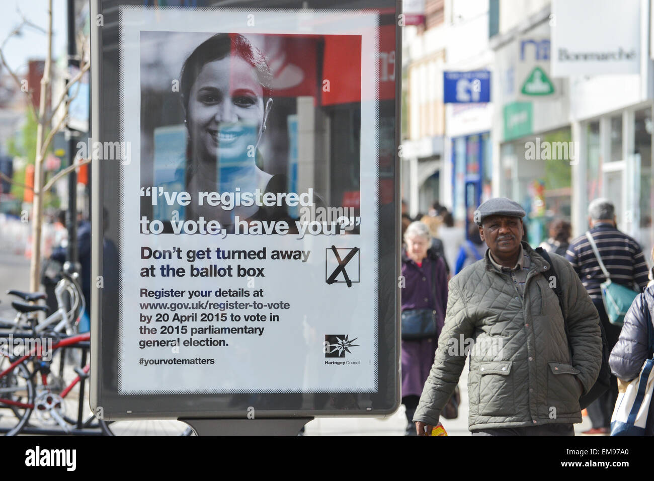Wood Green, London, UK. 17th April 2015. Posters in Wood Green to ...