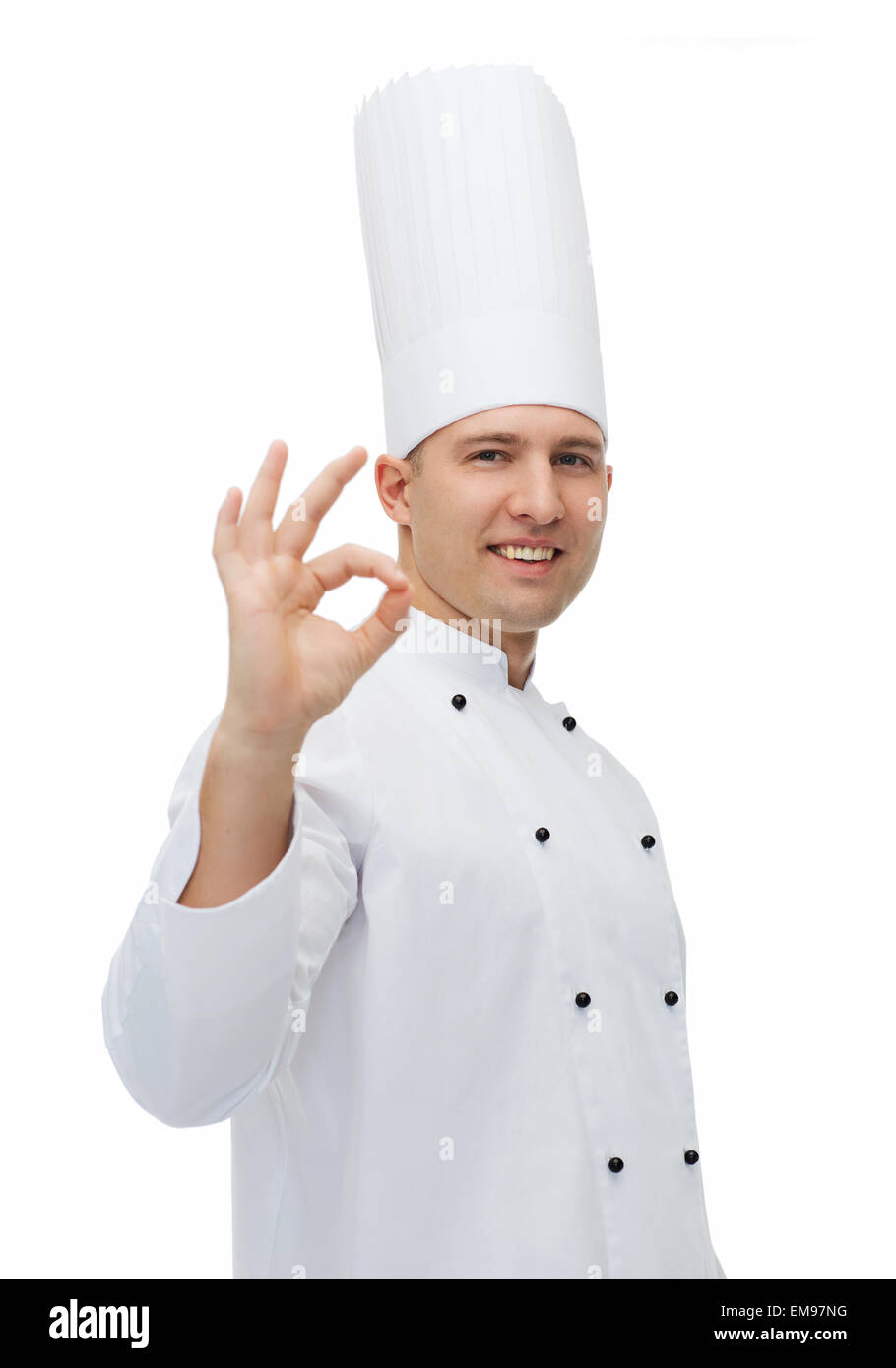 happy male chef cook showing ok sign Stock Photo - Alamy