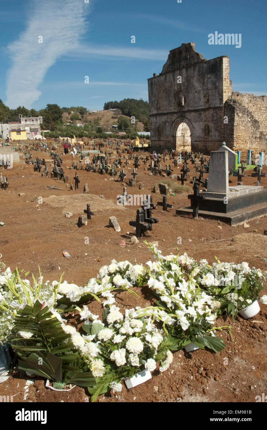 Chapel In The Cemetery Of San Juan Chamula, Chiapas, Mexico Stock Photo ...